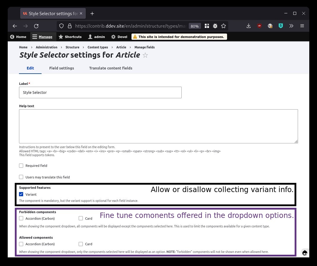 Component Libraries: Style Selector Field | Drupal.org